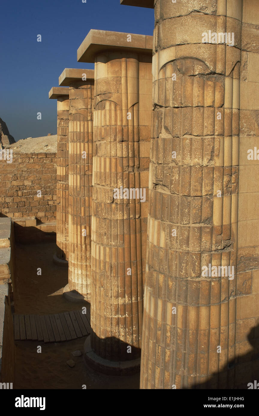 Egypt. Saqqara. Djoser Pyramid. Entrance with fasciculate columns ...
