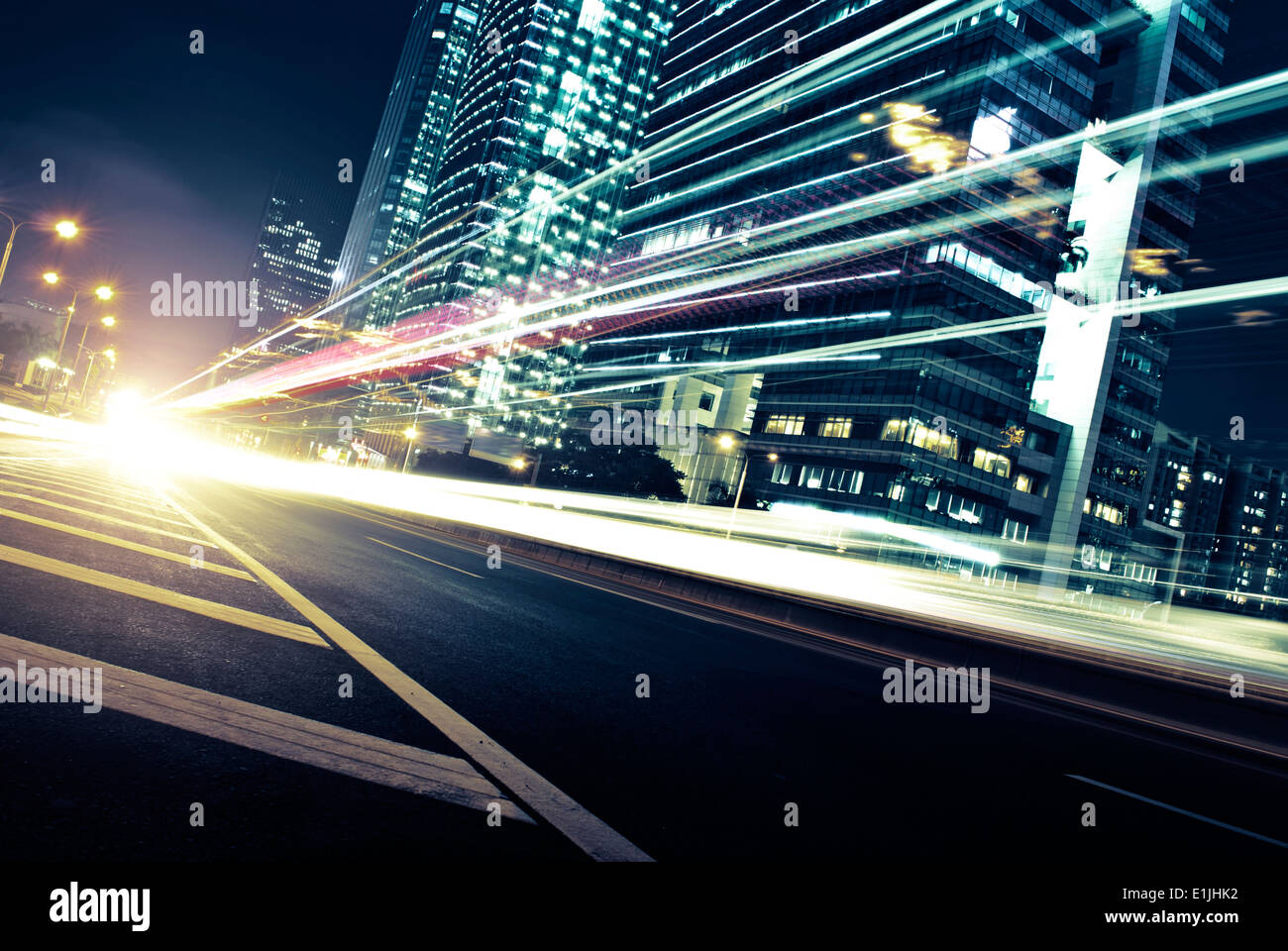 The city and the road at night Stock Photo - Alamy