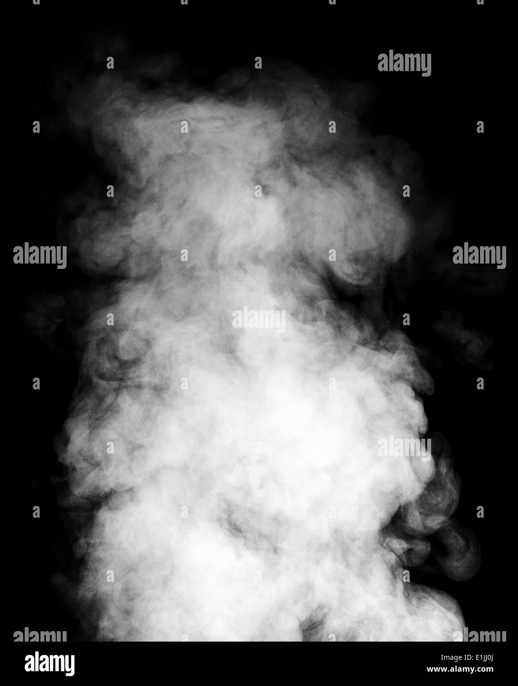 Real white steam isolated on black background with visible droplets ...