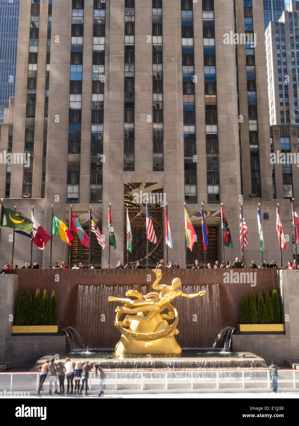 Statue of Prometheus, Rockefeller Center Plaza, NYC Stock Photo - Alamy