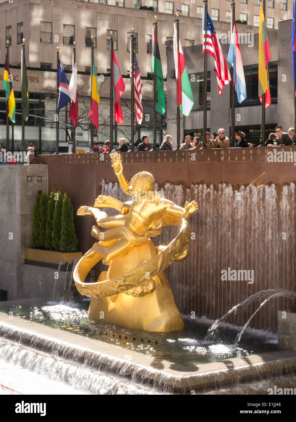 Statue of Prometheus, Rockefeller Center Plaza, NYC Stock Photo - Alamy