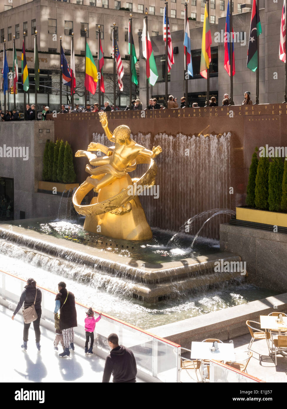Statue of Prometheus, Rockefeller Center Plaza, NYC Stock Photo - Alamy