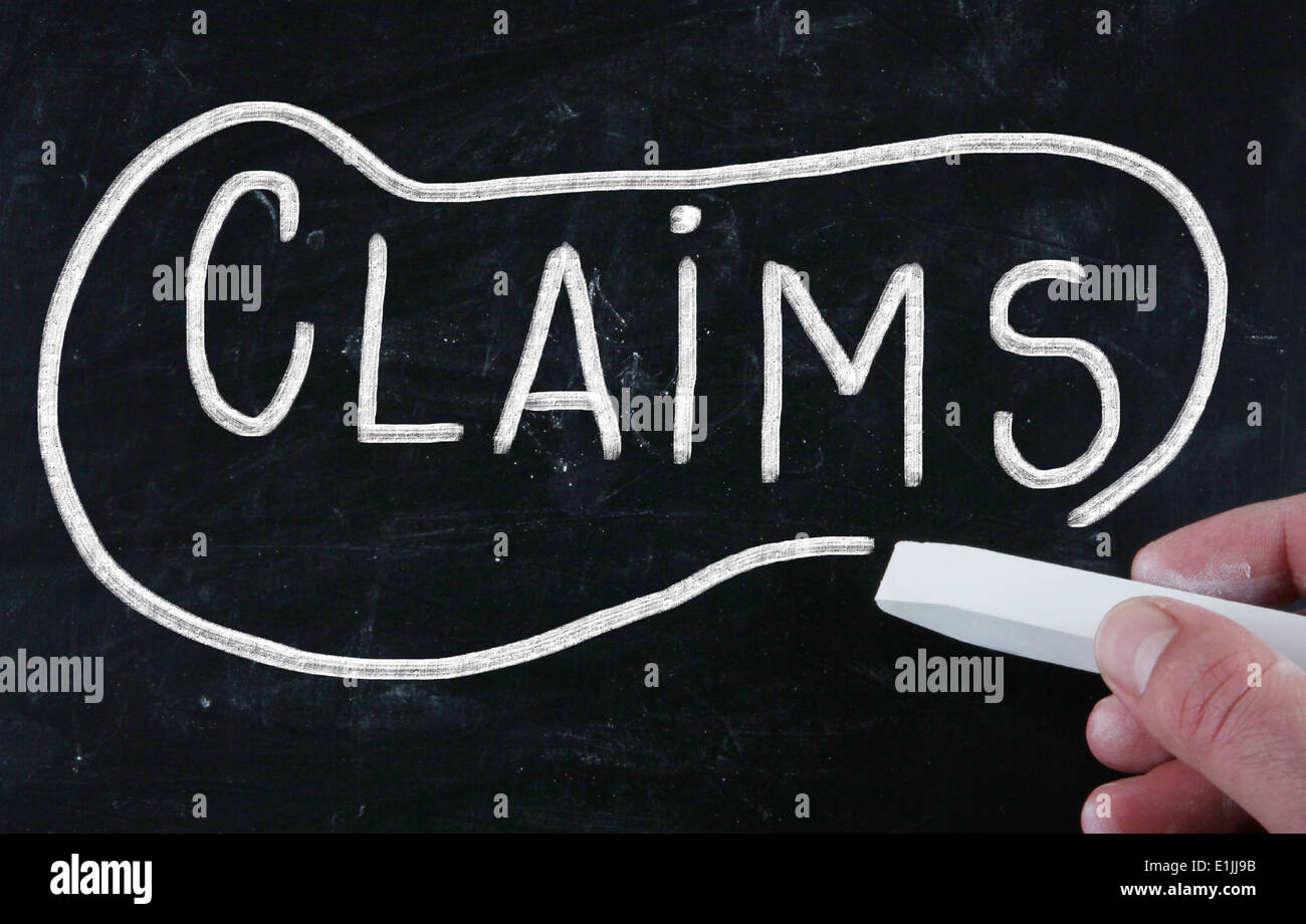 claims handwritten with chalk on a blackboard Stock Photo - Alamy