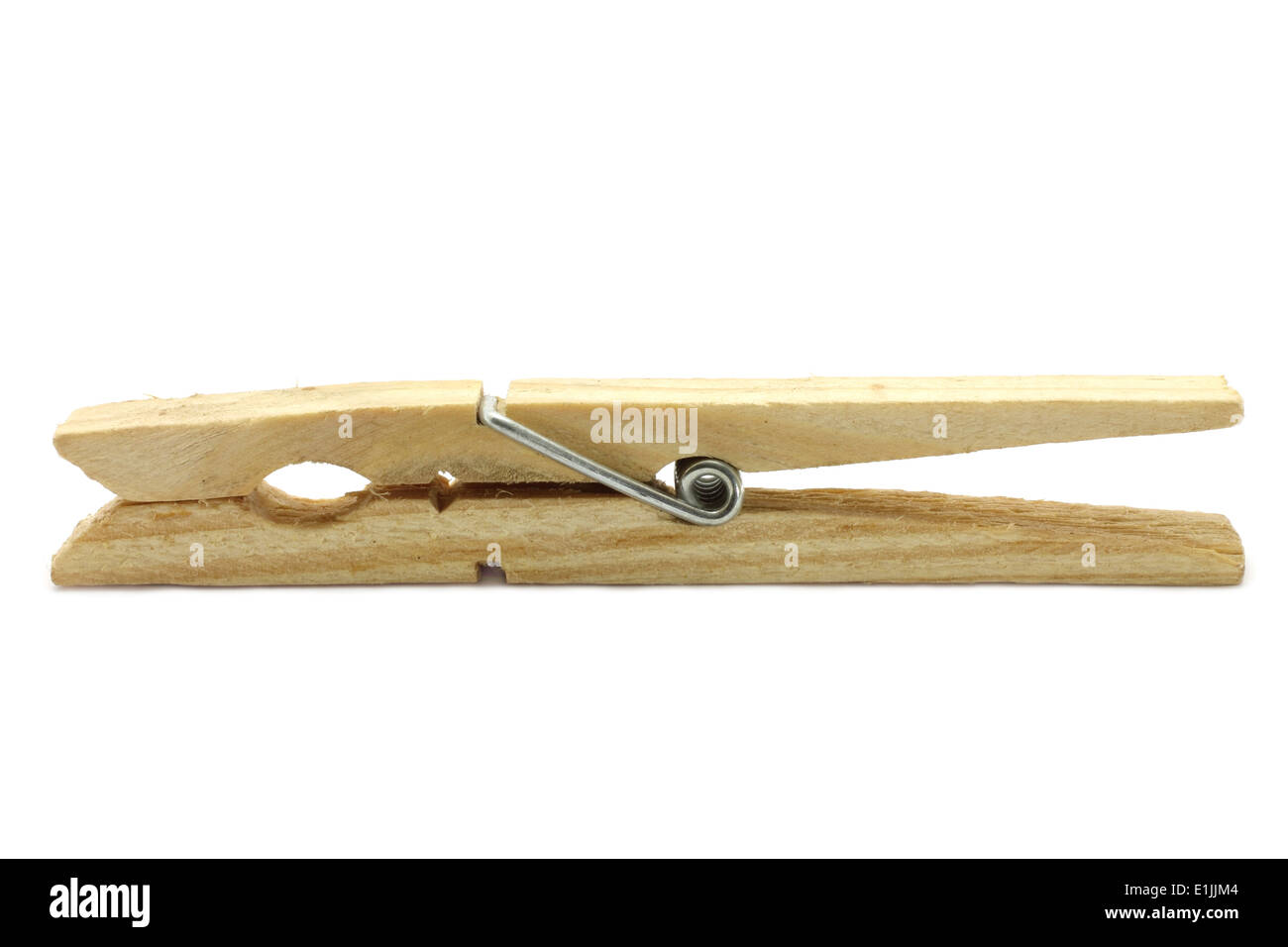 One clothespin close-up on a white background Stock Photo - Alamy