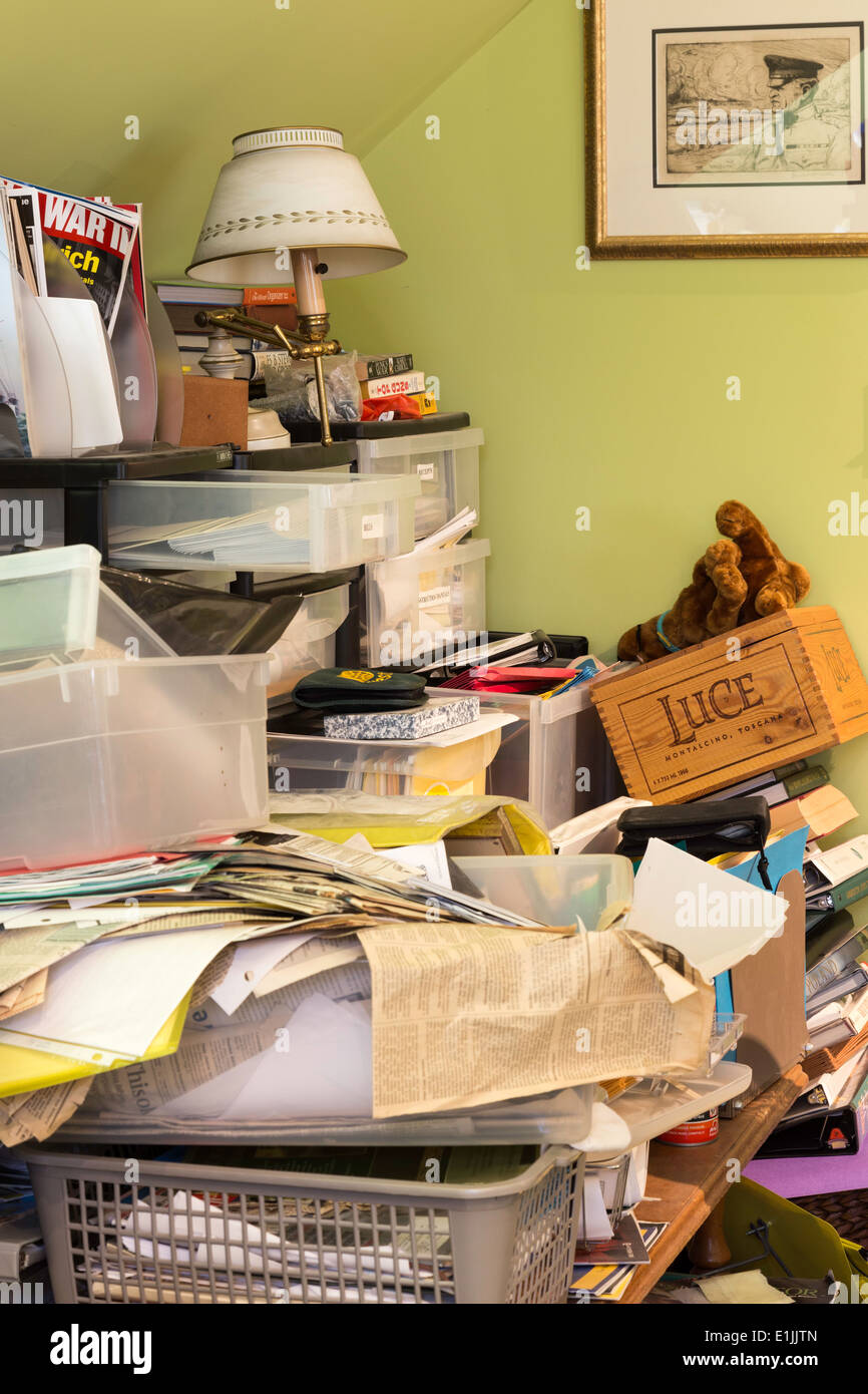 Overflowing Bins and Junk in Hoarders' Messy Office, USA Stock Photo ...