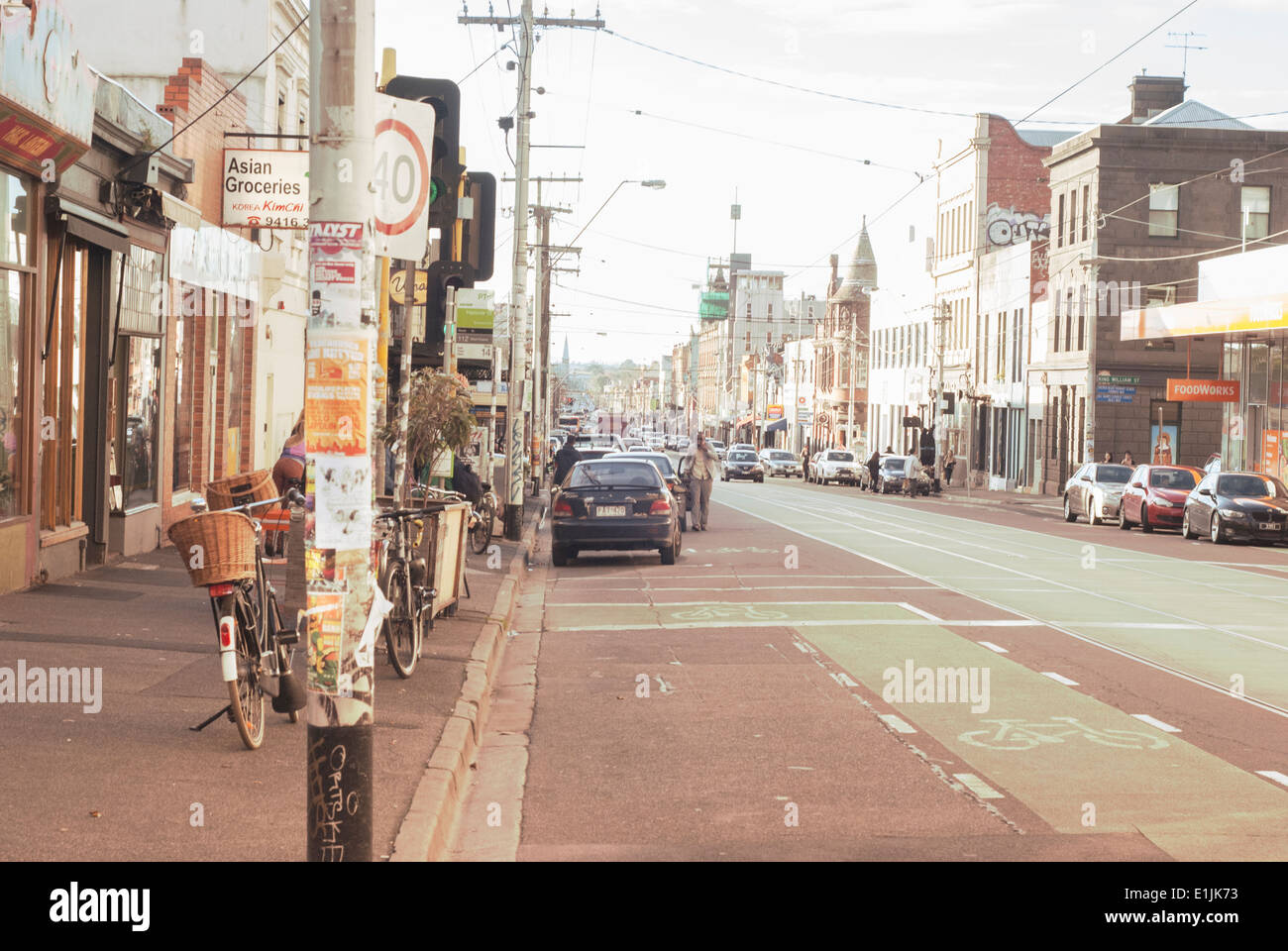 Street View of Brunswick Street Fitzroy Melbourne Australia Stock Photo ...