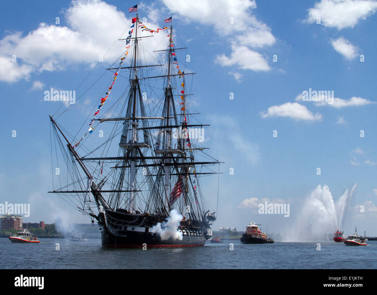 The USS Constitution fires a 21-gun salute in honor of America's 237th ...
