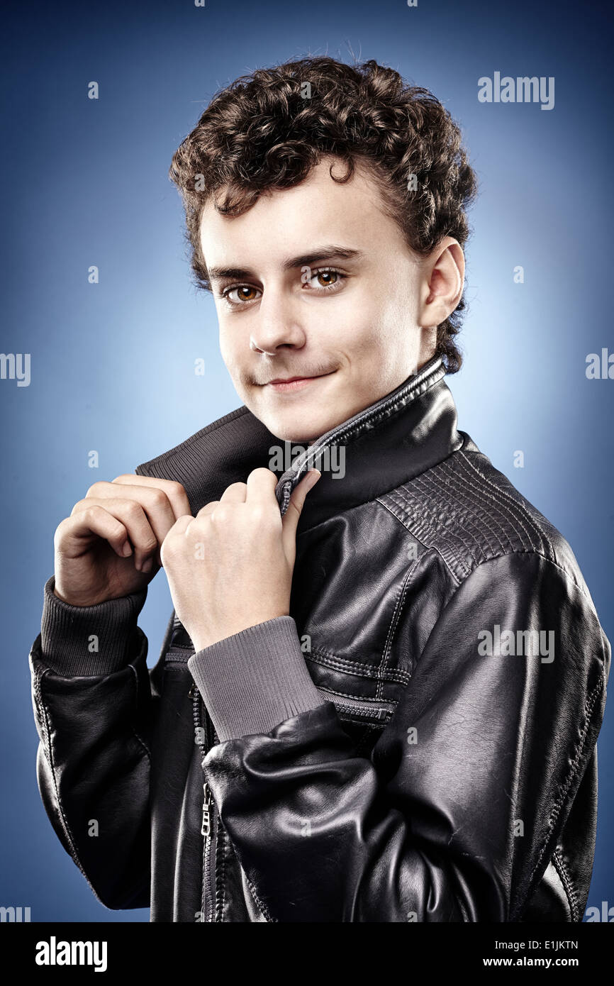 Boy wearing leather jacket hi-res stock photography and images - Alamy
