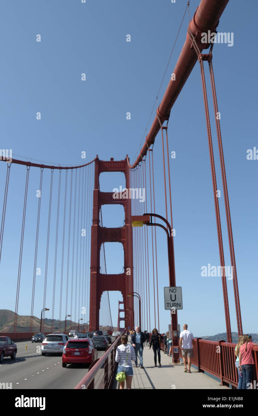 Pedestrian walkway over Golden Gate Bridge, San Francisco, California ...