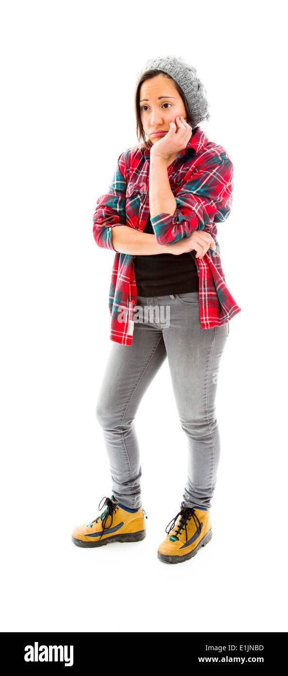 Young sad worried woman Cut Out Stock Images & Pictures - Alamy