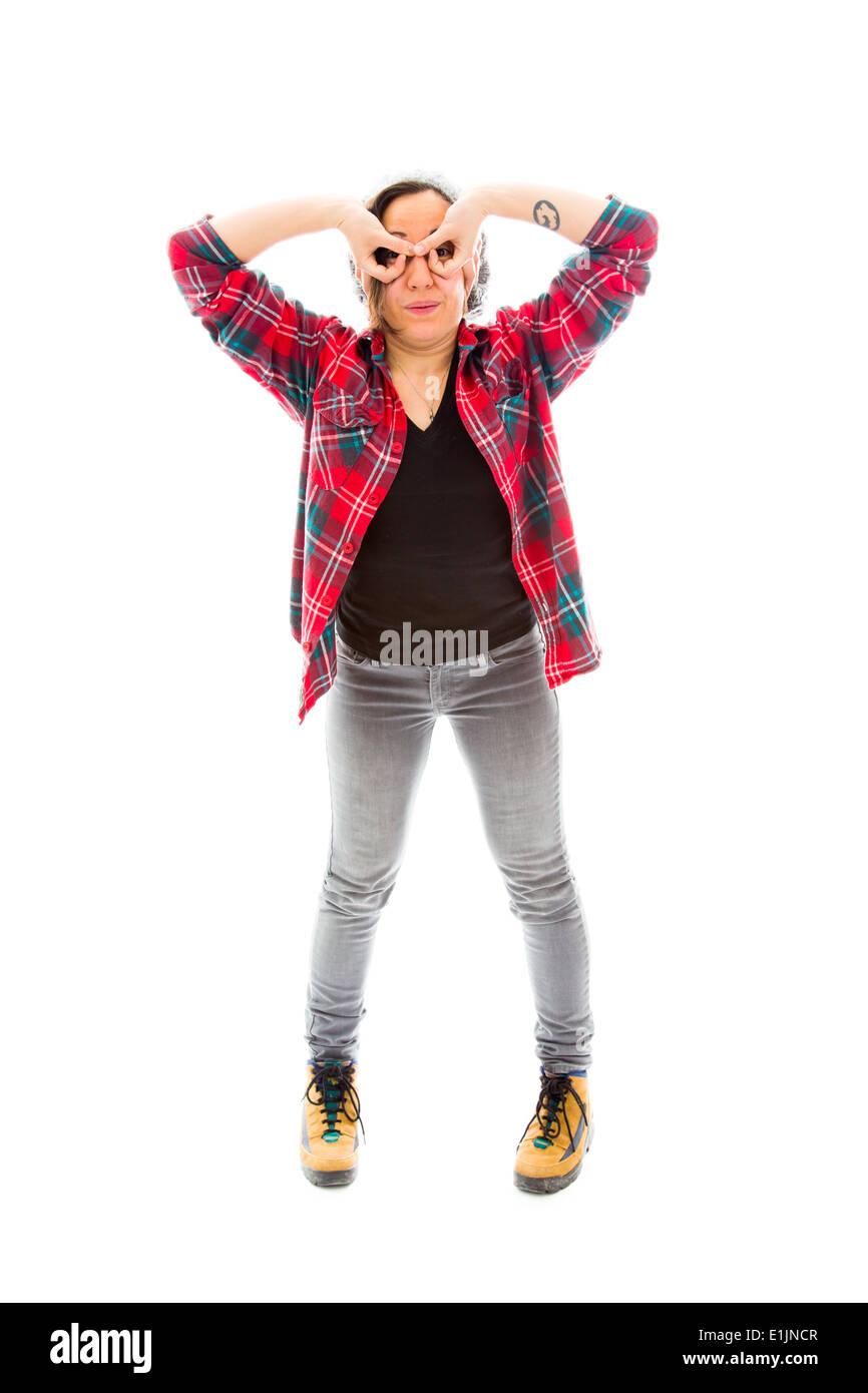 Woman hand eyes frame Cut Out Stock Images & Pictures - Alamy