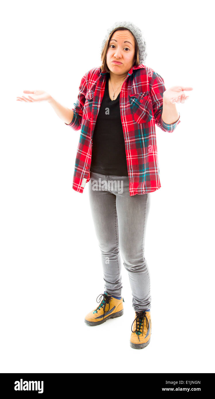 Woman shrugging looking at camera hi-res stock photography and images ...