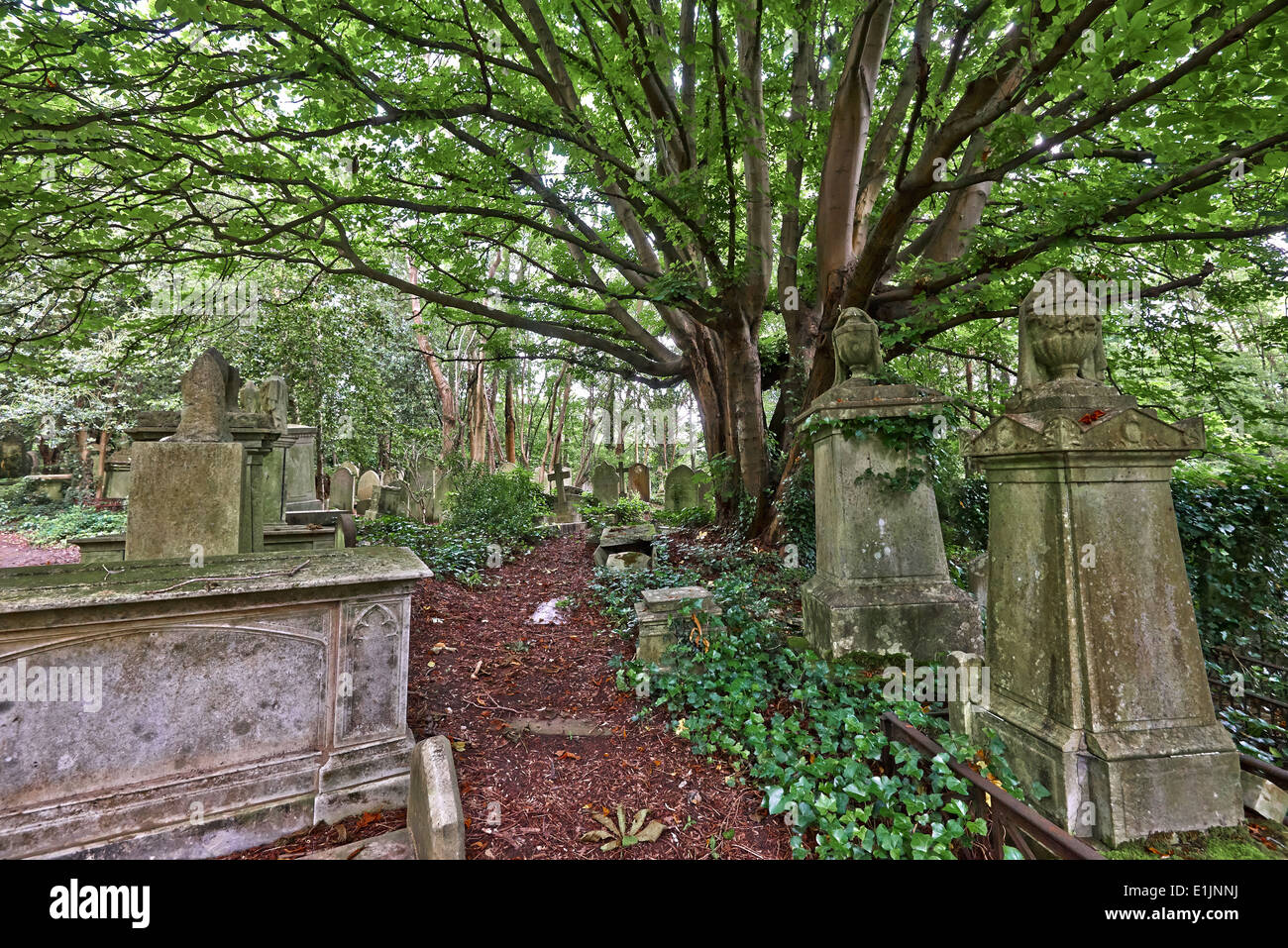 Highgate cemetery is a place of burial in north london hi-res stock ...