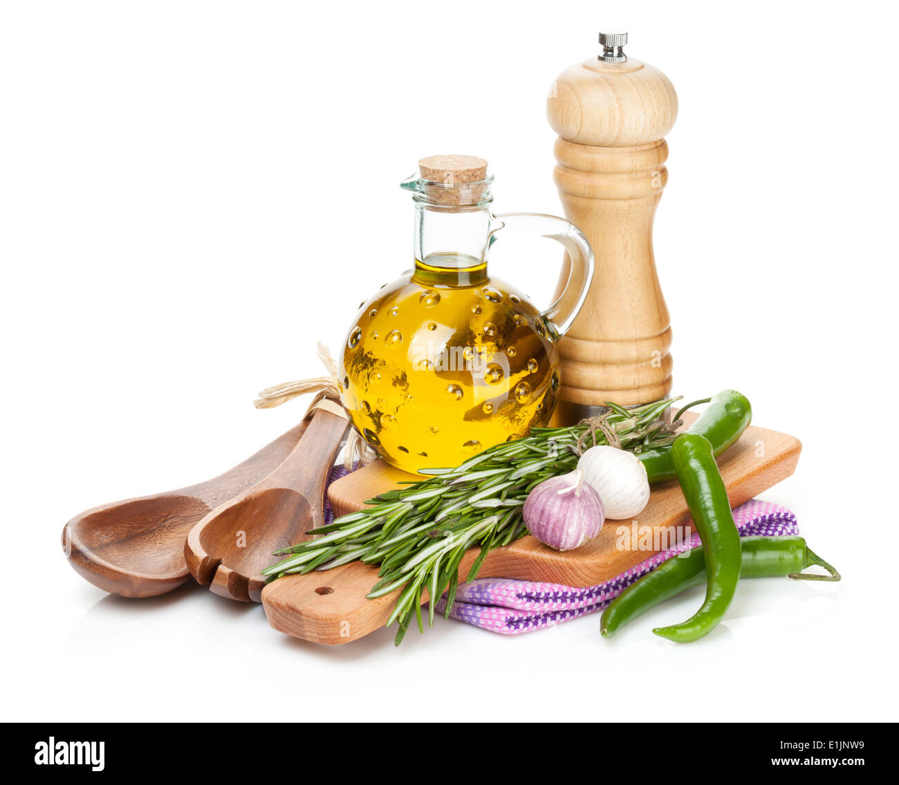Spices, herbs and condiments. Isolated on white background Stock Photo ...