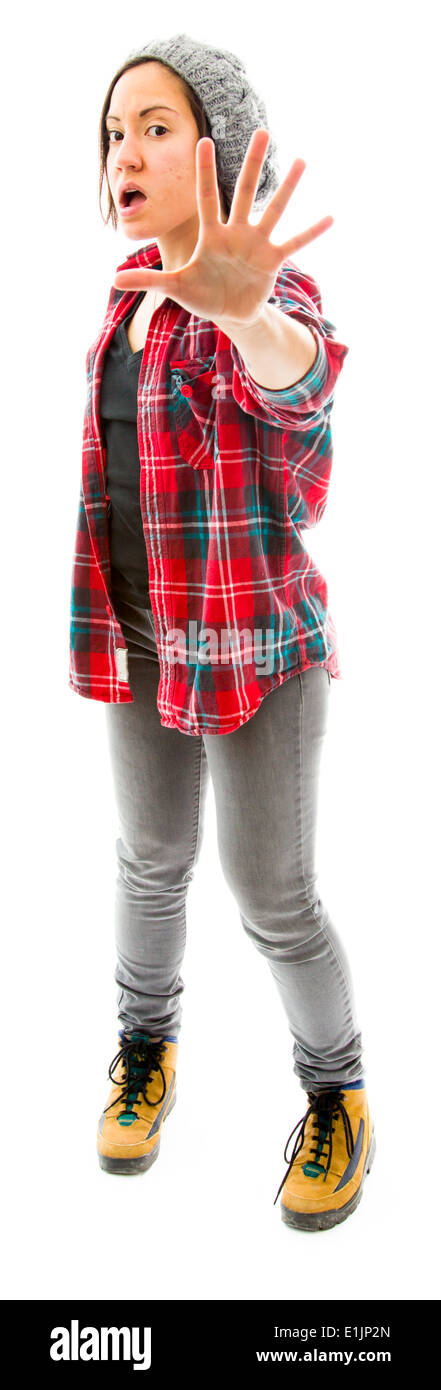 Making stop sign with hand Cut Out Stock Images & Pictures - Alamy