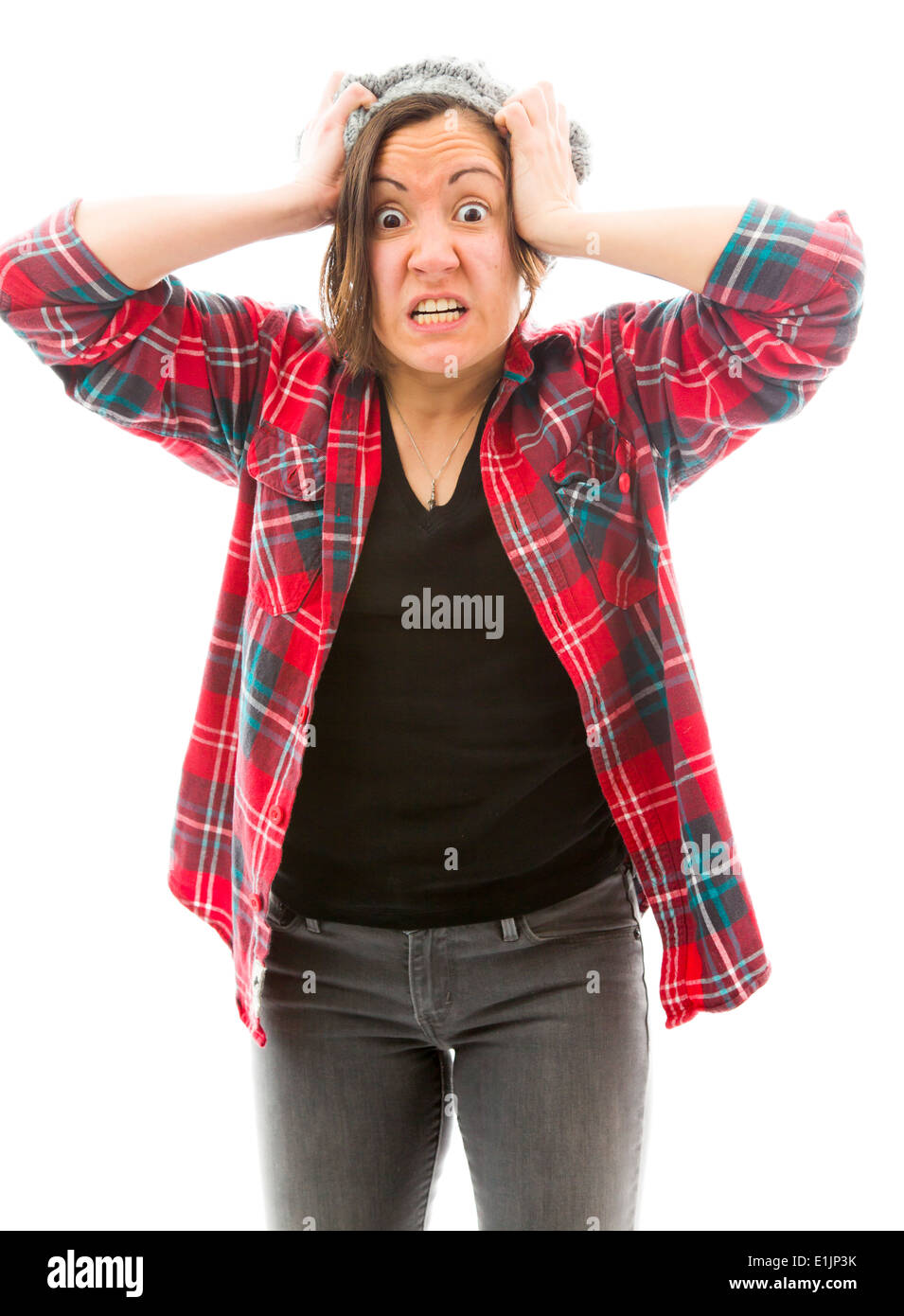 Frustrated woman pulling her hair Stock Photo - Alamy