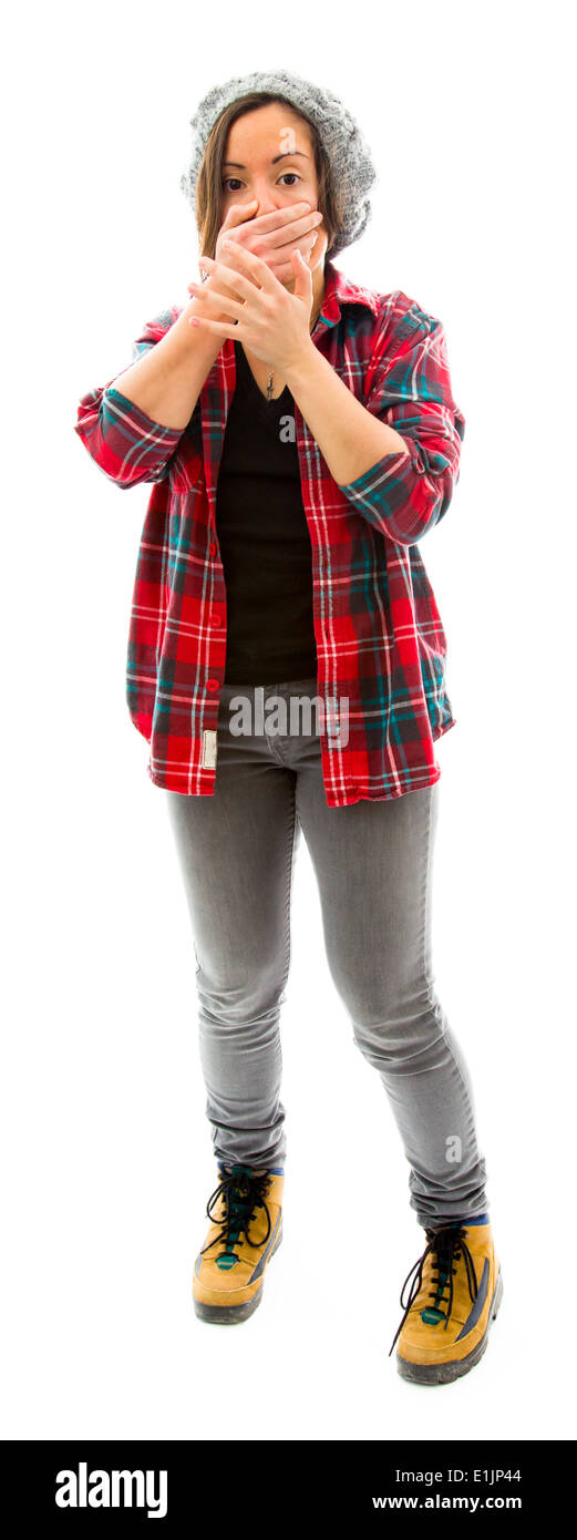 Hand over mouth hi-res stock photography and images - Alamy