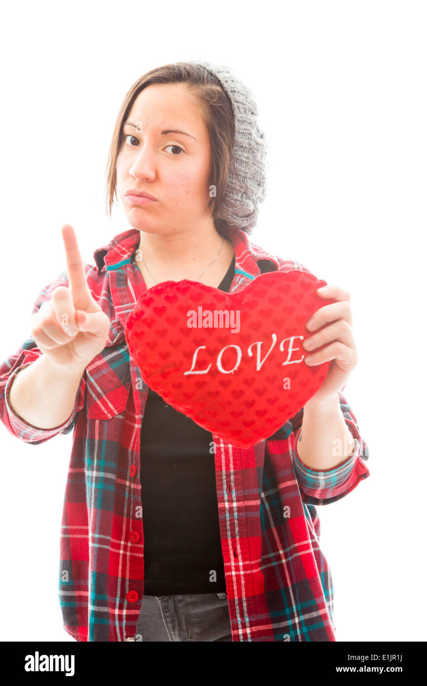Woman pointing at heart hi-res stock photography and images - Alamy