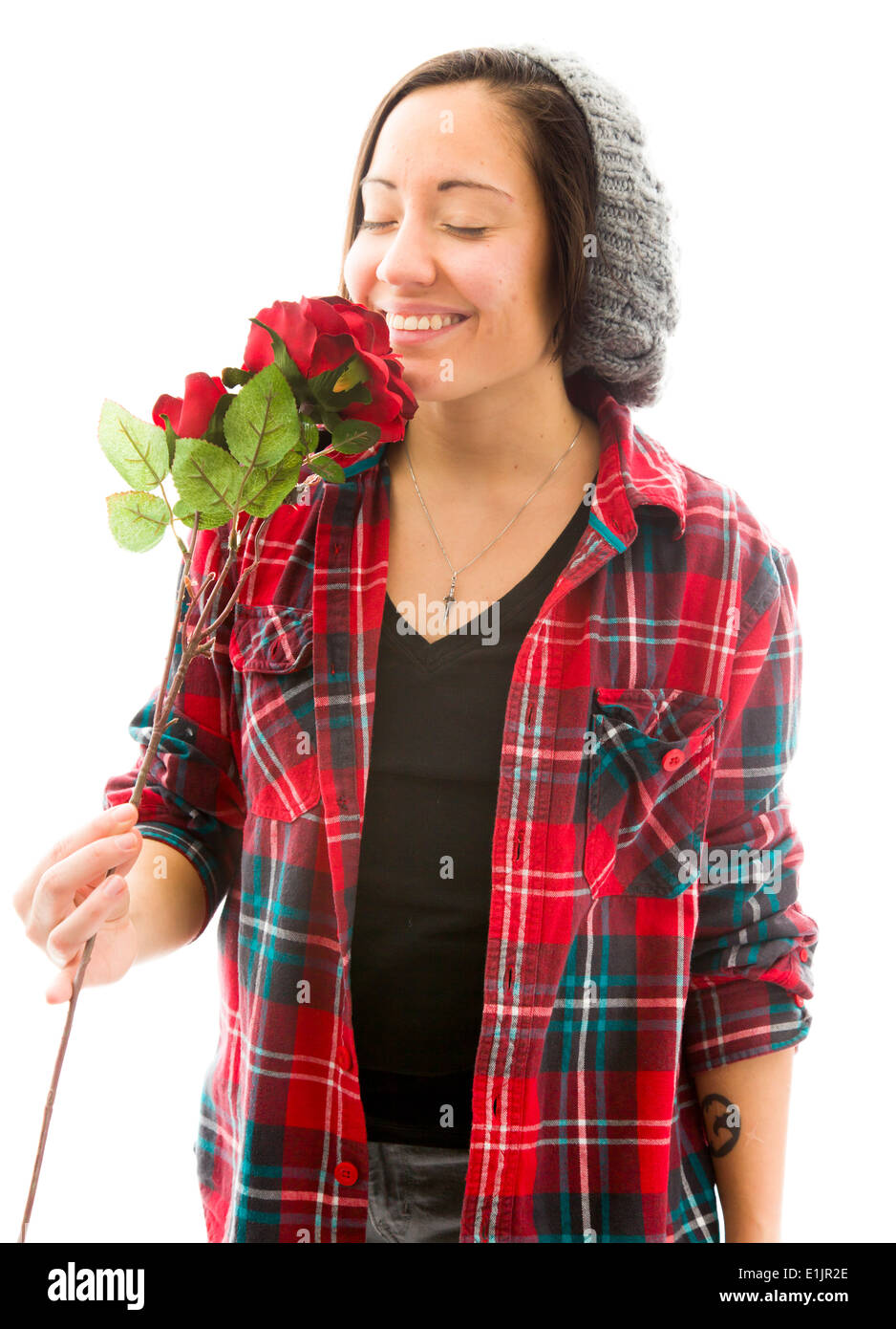 Woman smelling white rose hi-res stock photography and images - Alamy