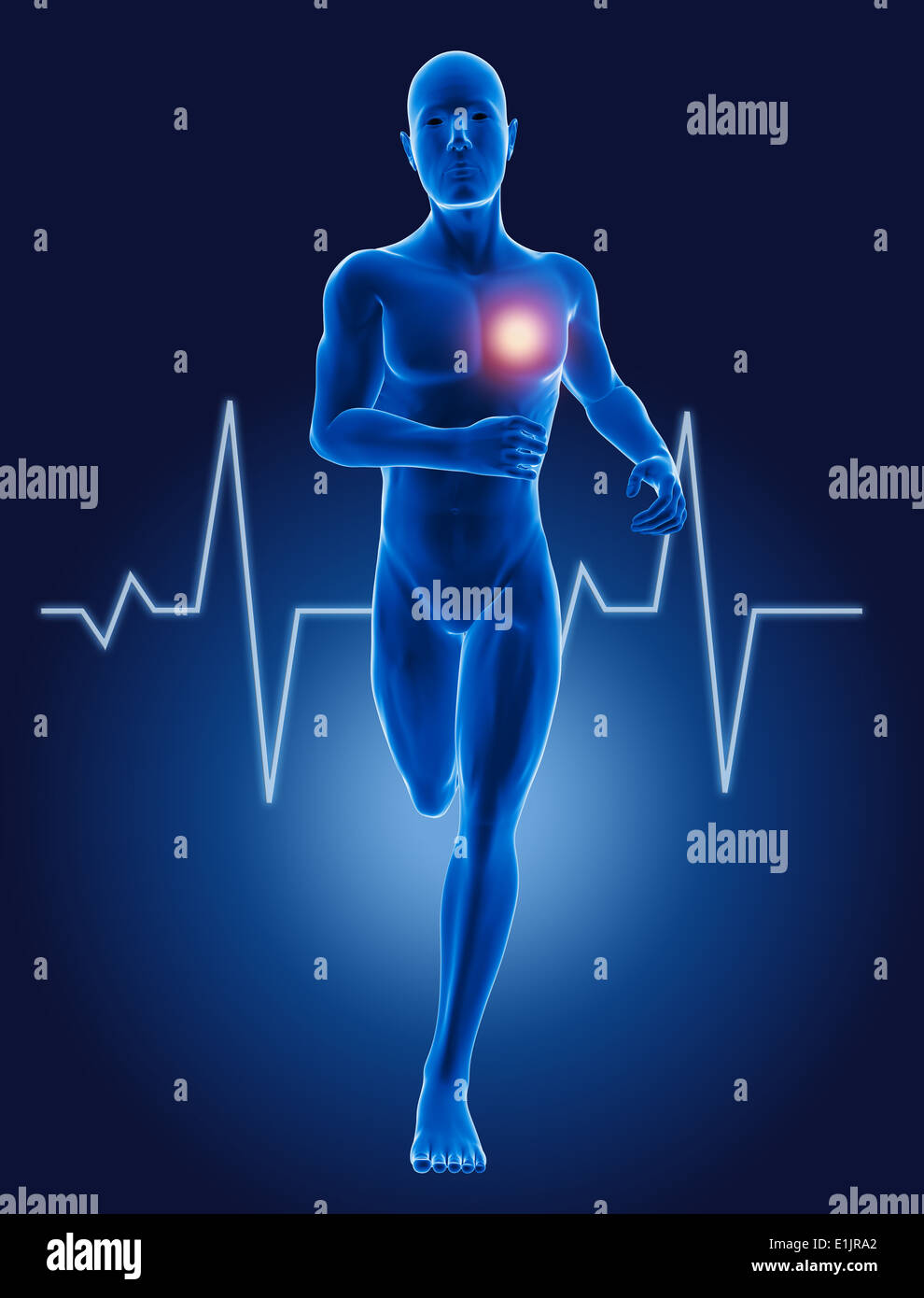 3D running medical man with ECG heartbeat Stock Photo - Alamy