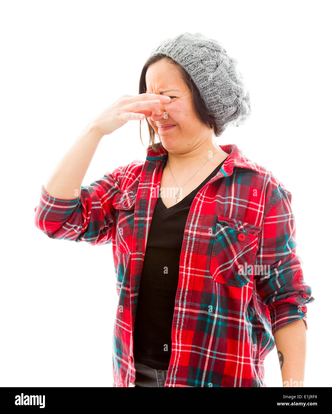 Hand pinching nose hi-res stock photography and images - Alamy
