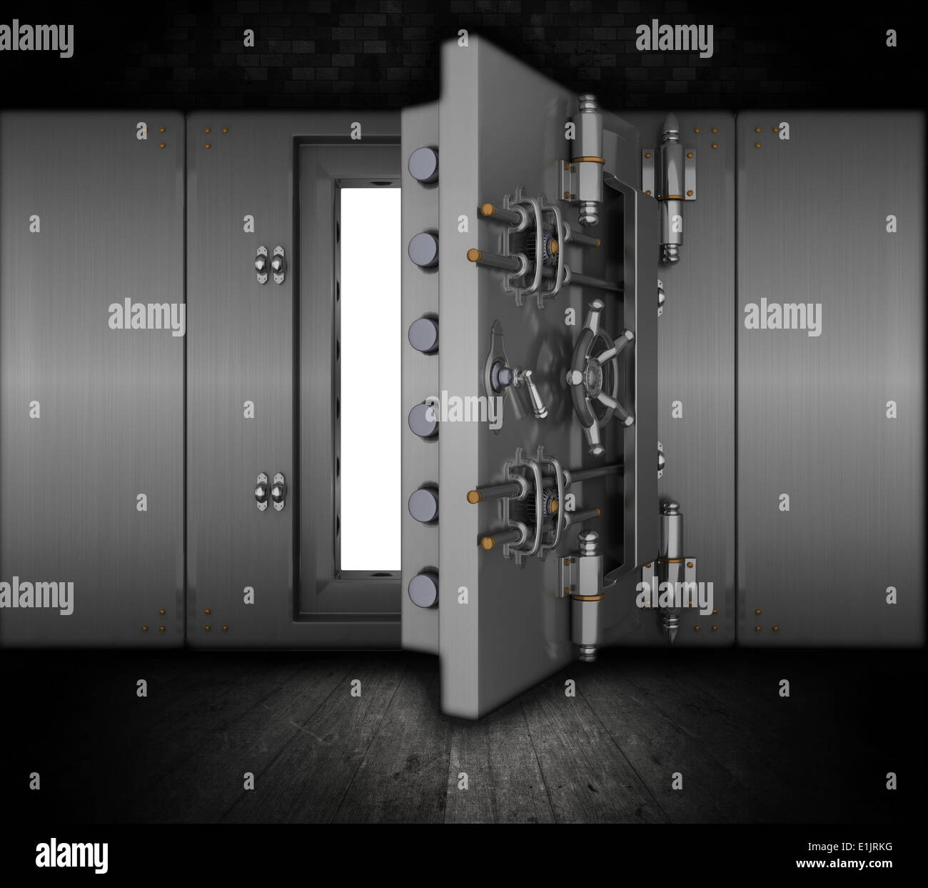Illustration of a bank vault in a grunge interior Stock Photo - Alamy
