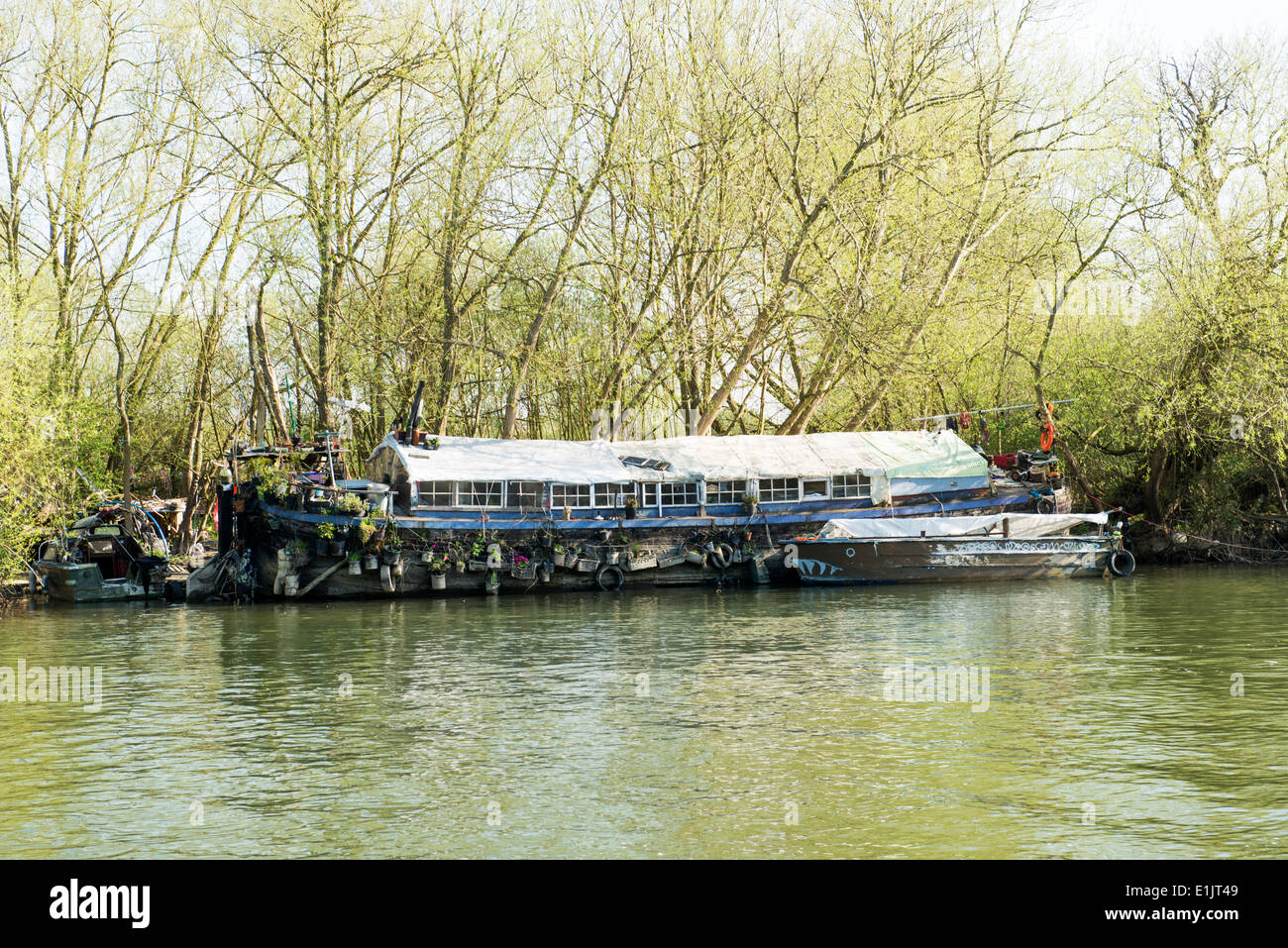 Houseboat on the Thames at Reading Stock Photo - Alamy