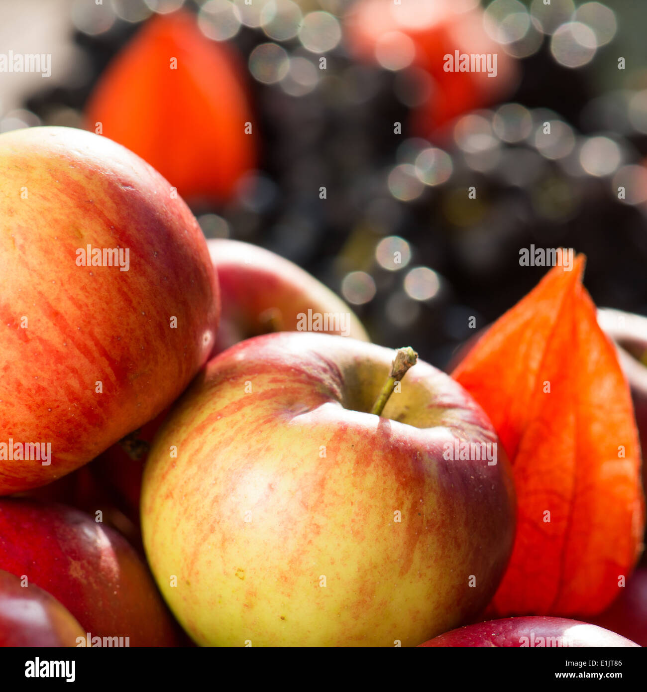 Red apples in a basket Stock Photo - Alamy