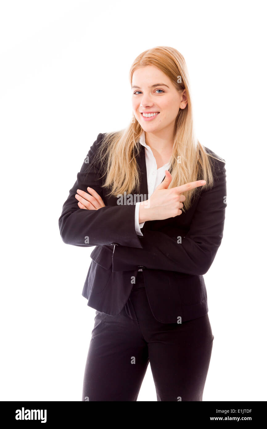 Woman arms crossed pointing finger hi-res stock photography and images ...