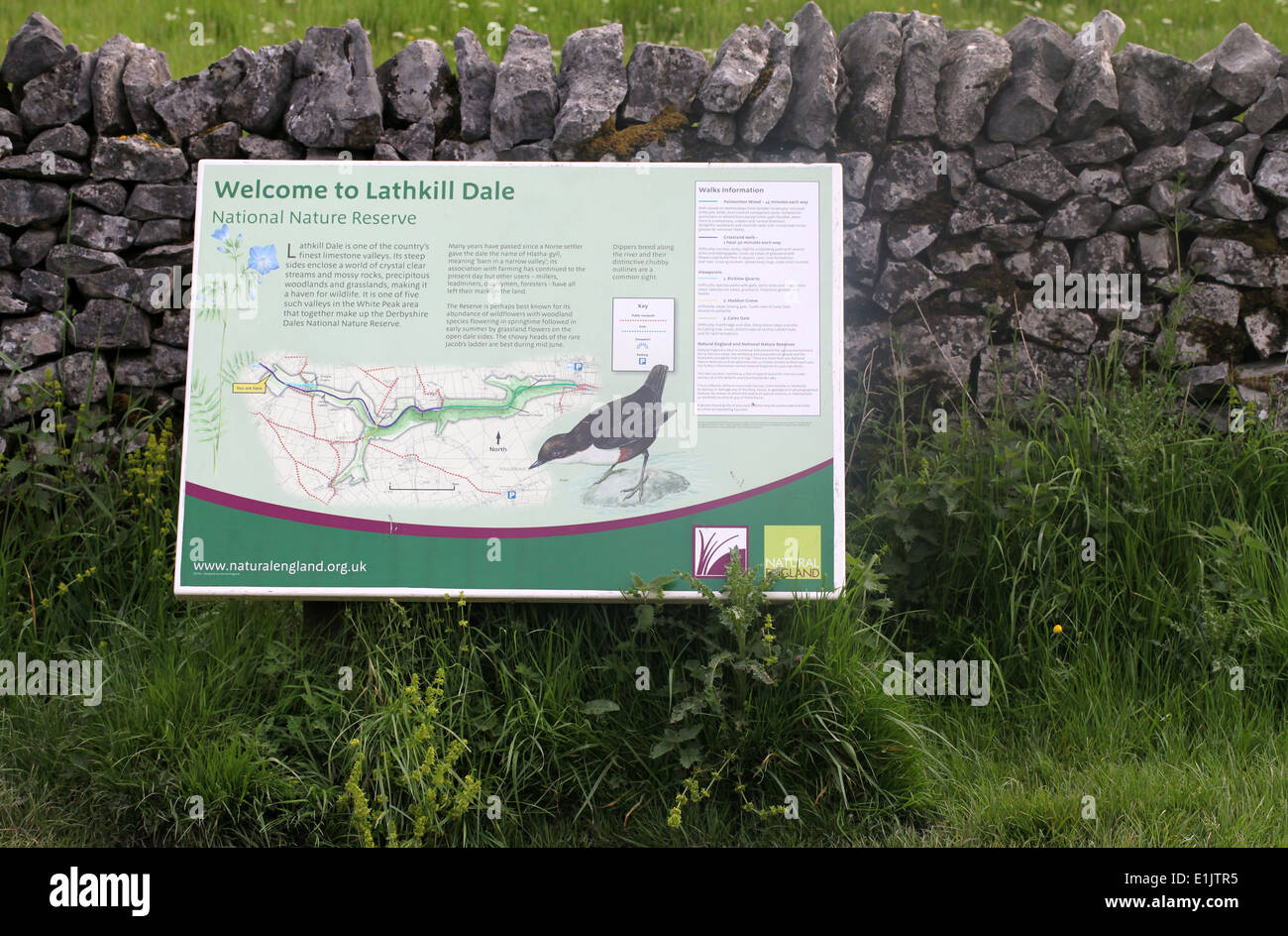 Lathkill Dale Information Board in the Derbyshire Peak District ...