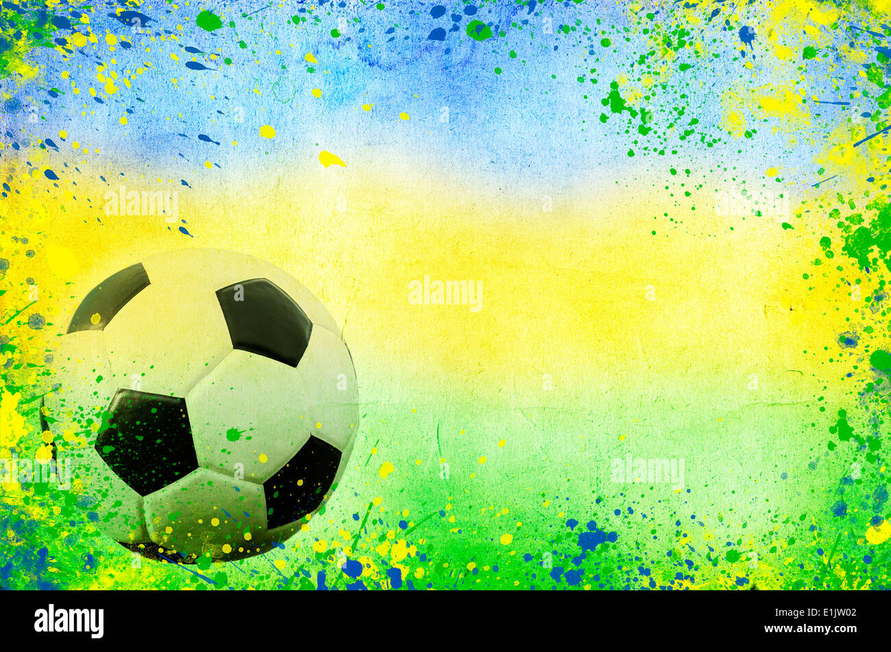 Photo of soccer ball and the colors of the Brazil flag Stock Photo - Alamy