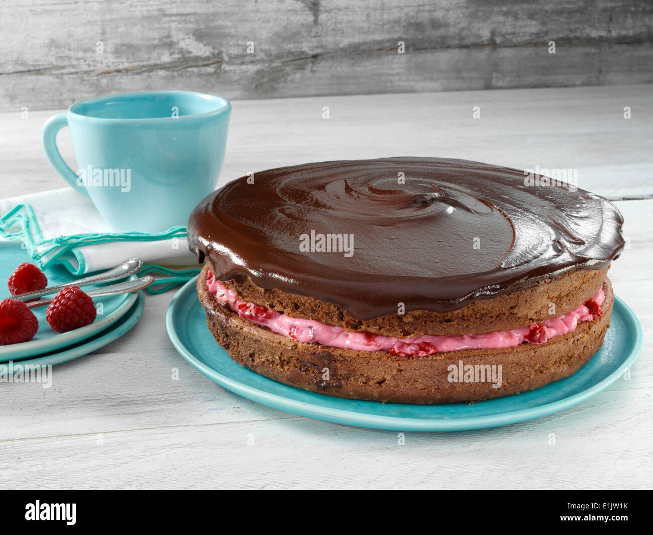 Chocolate raspberry cake Stock Photo - Alamy