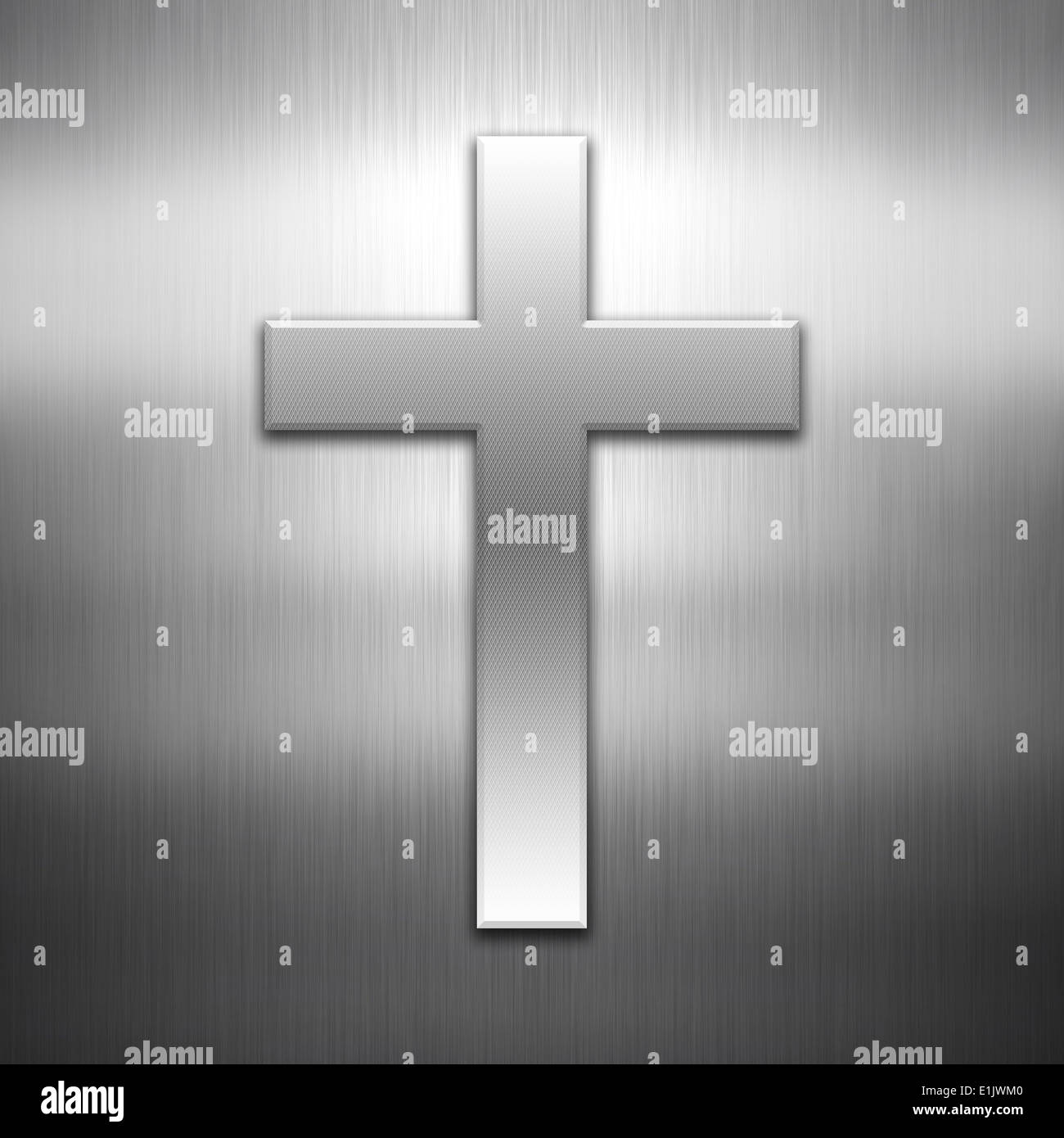 Metallic cross shape on a brushed metal background Stock Photo - Alamy