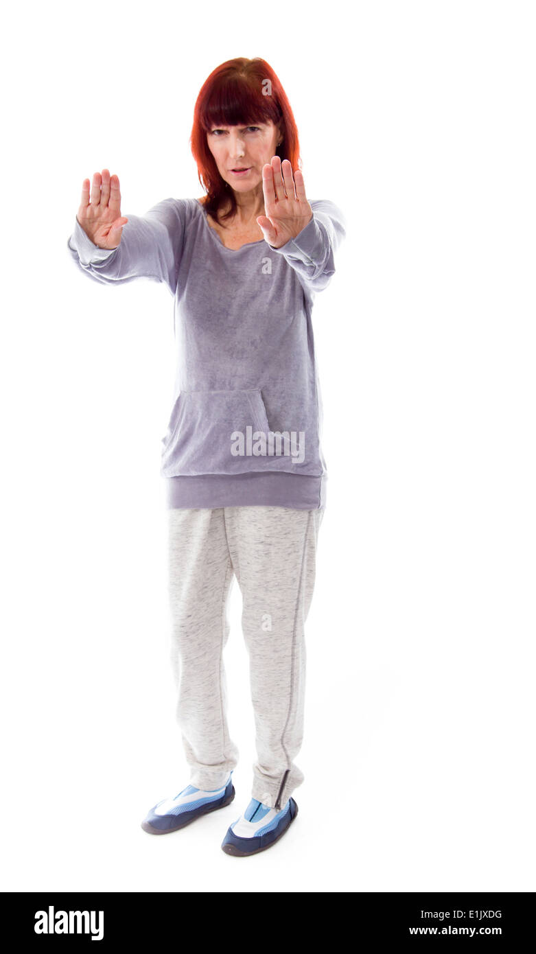 Making stop sign with hand Cut Out Stock Images & Pictures - Alamy