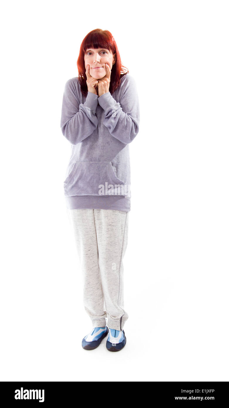 Mature woman showing smiley face Stock Photo - Alamy