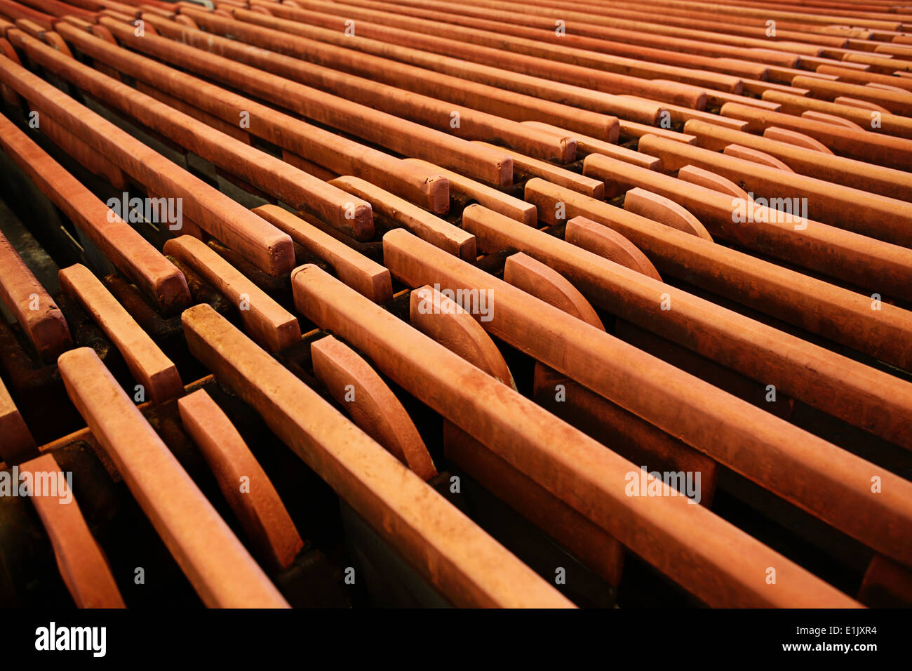 Lead plates stacked in an electro winning tankhouse at Kansanshi copper ...