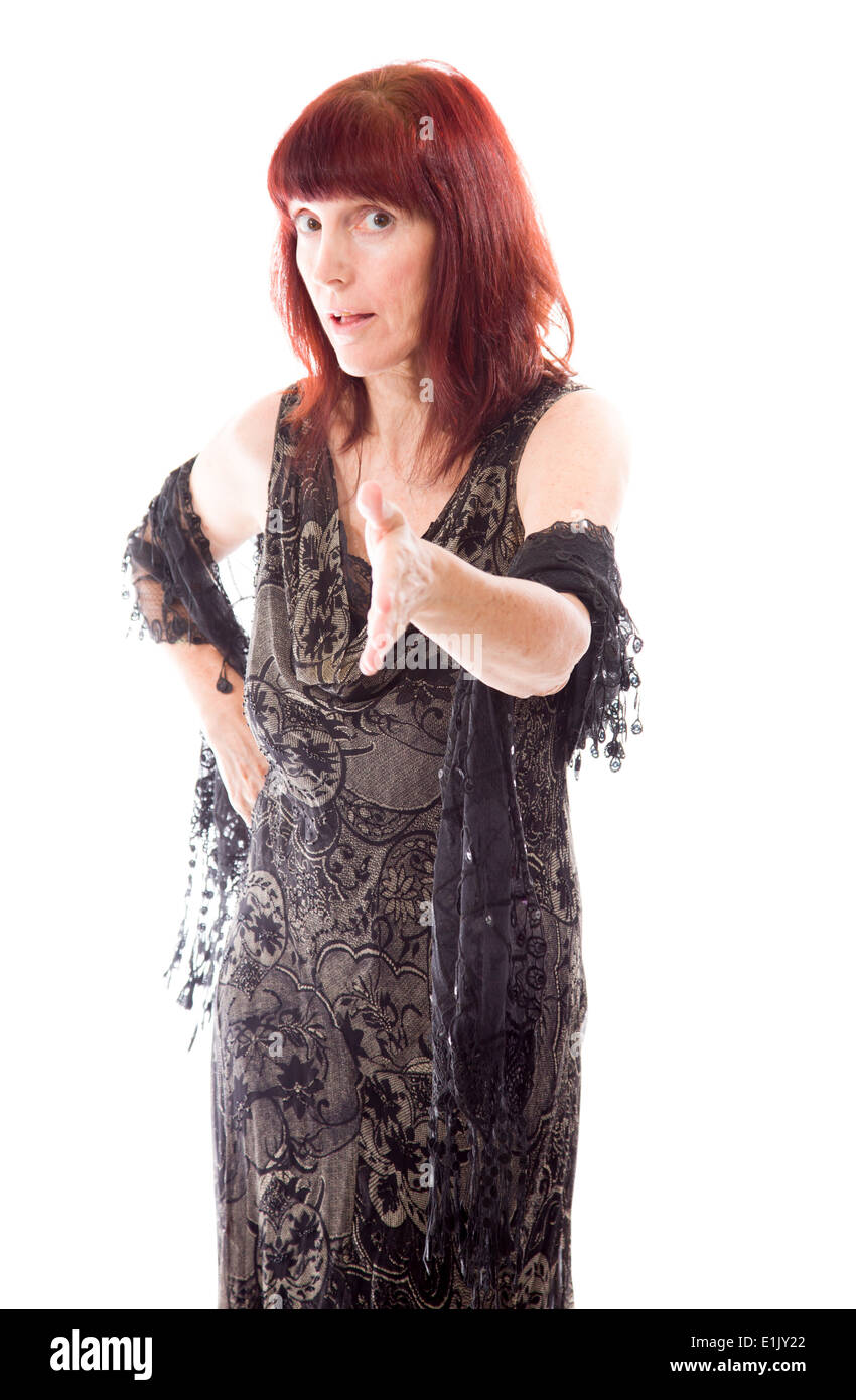 Mature woman offering hand for handshake Stock Photo - Alamy