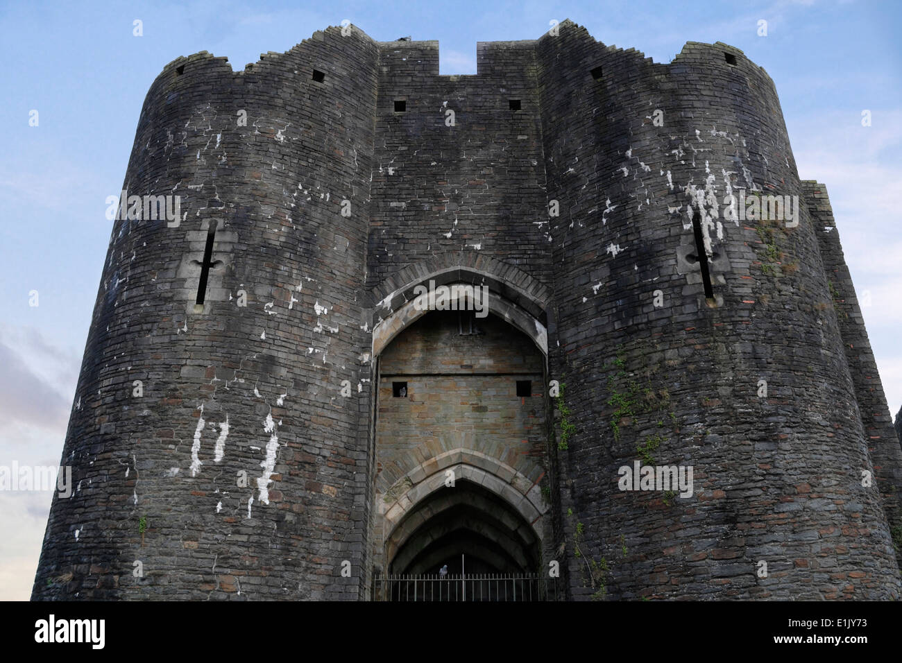 Caerphilly castle main gate tower Wales UK historical monument Stock ...
