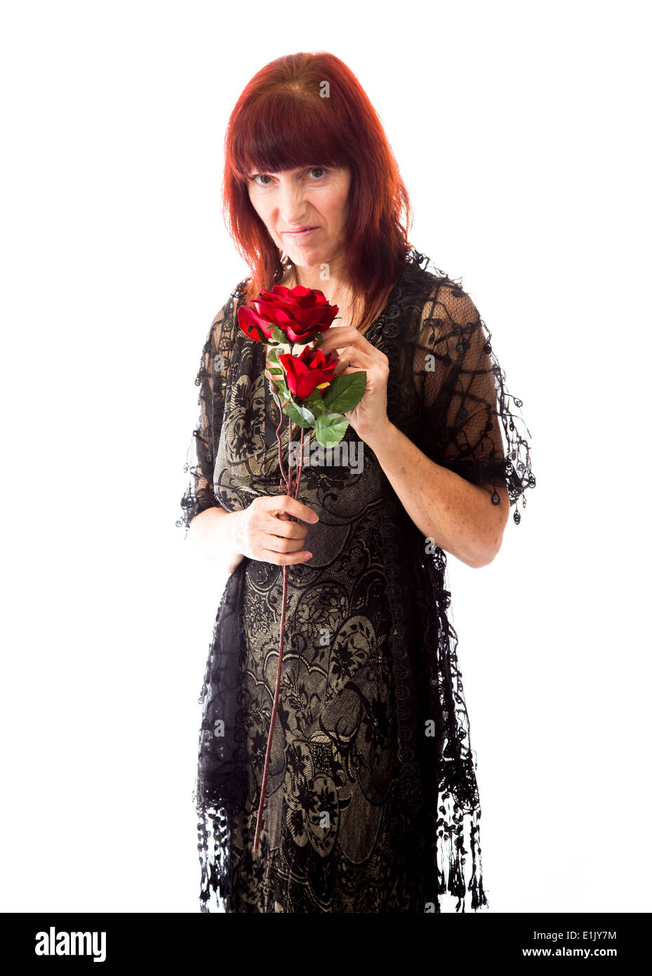Mature woman rejected flower Stock Photo - Alamy