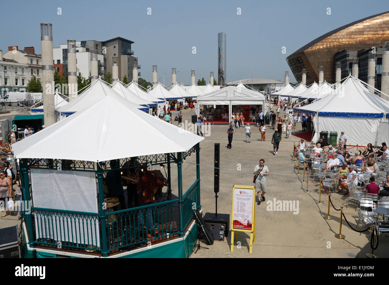 People enjoying the Cardiff food and drink festival Cardiff Bay Wales ...