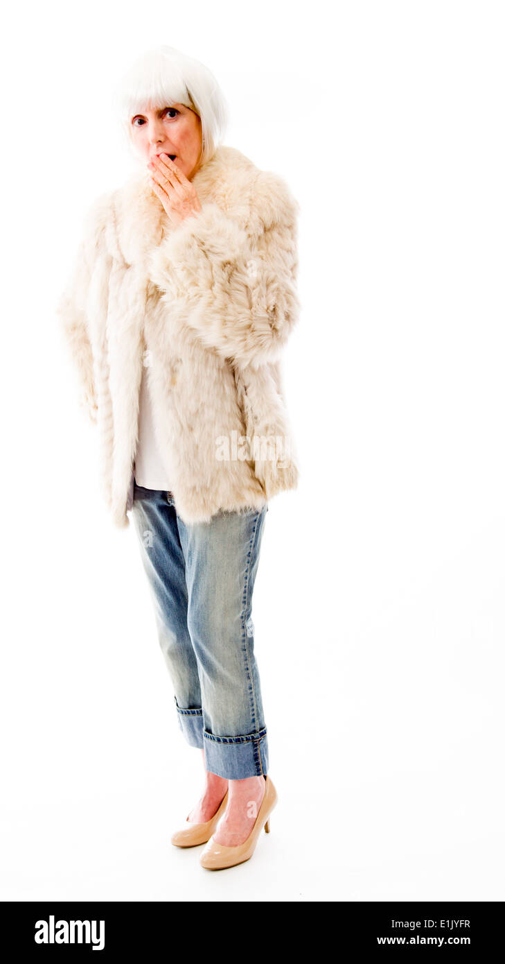 Portrait senior woman covering Cut Out Stock Images & Pictures - Alamy