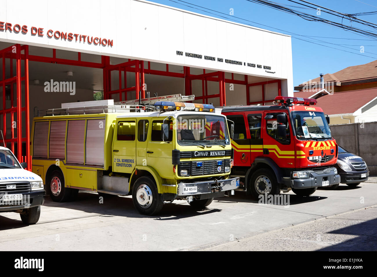 renault fire trucks tenders constitucion fire station chile Stock Photo ...