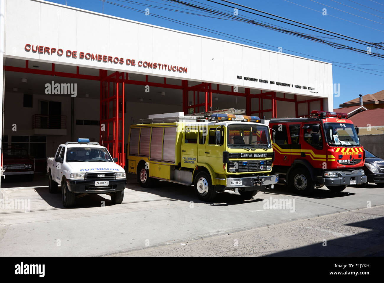 renault fire trucks tenders constitucion fire station chile Stock Photo ...