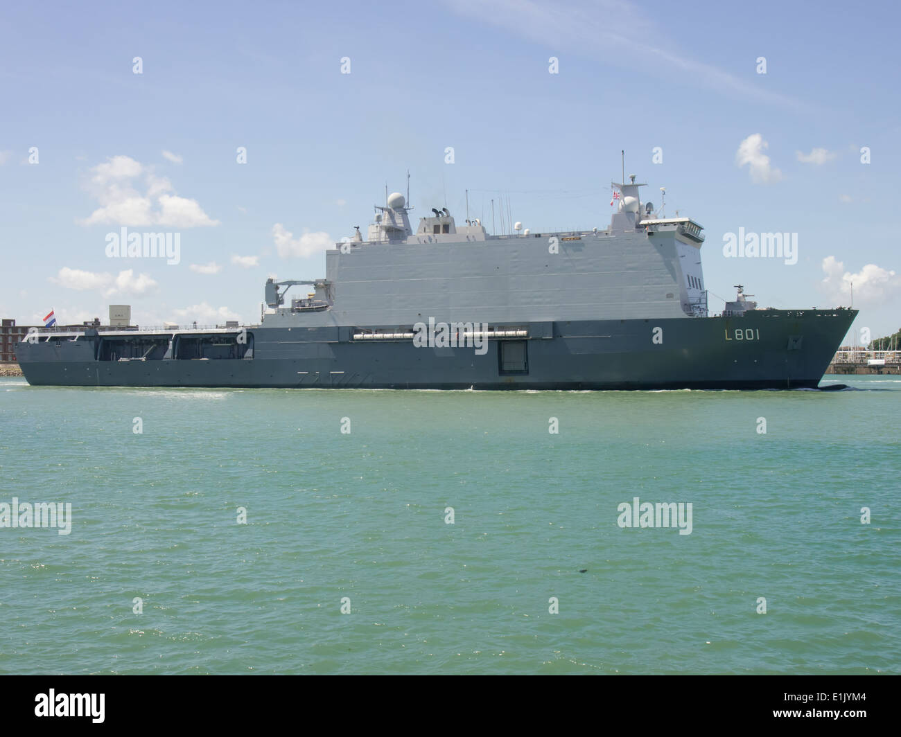 HNLMS Johan de Witt entering Portsmouth Harbour, England Stock Photo ...