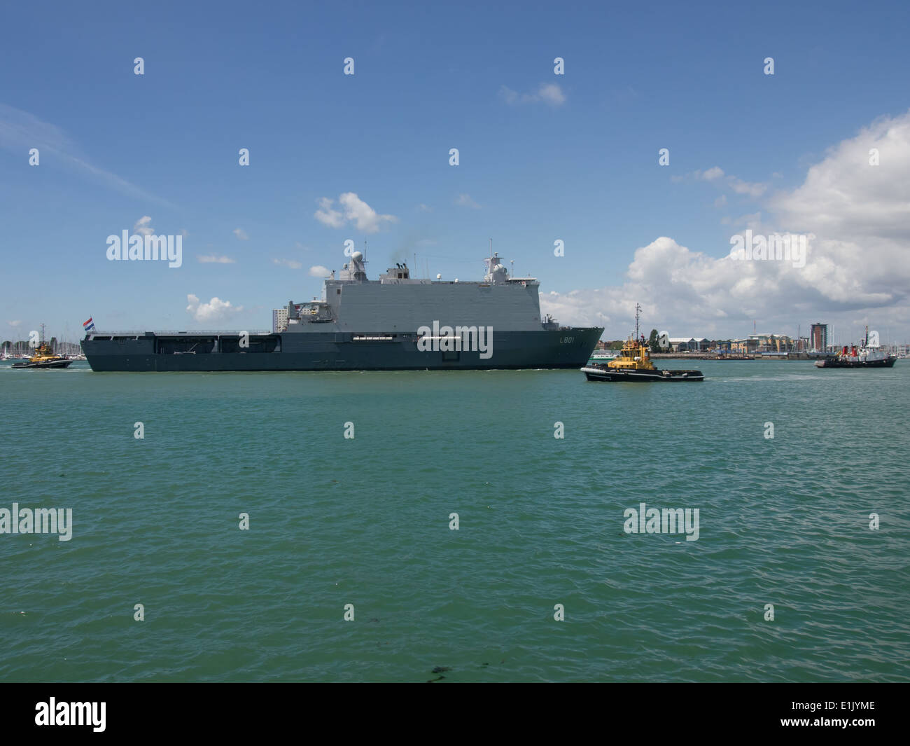 HNLMS Johan de Witt entering Portsmouth Harbour, England Stock Photo ...