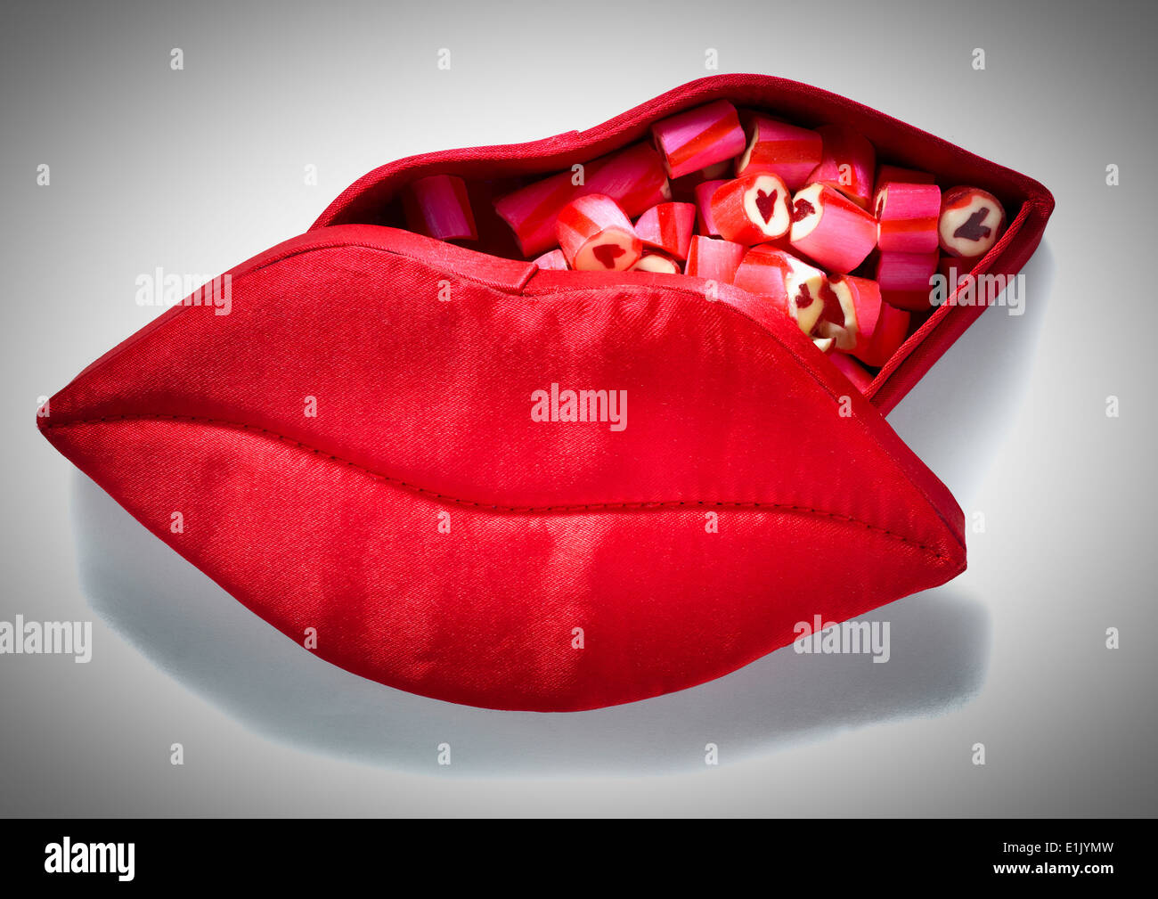 red lips box isolated on a white background Stock Photo - Alamy