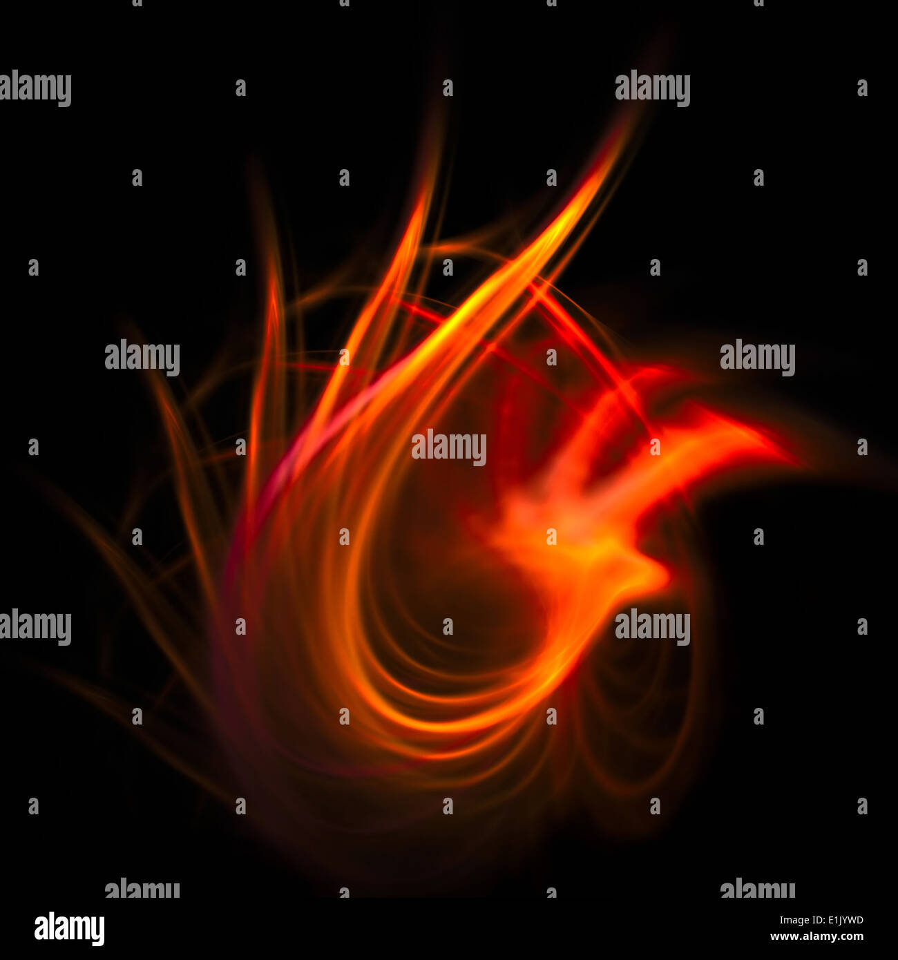 Fiery swirl fractal on a black background Stock Photo - Alamy