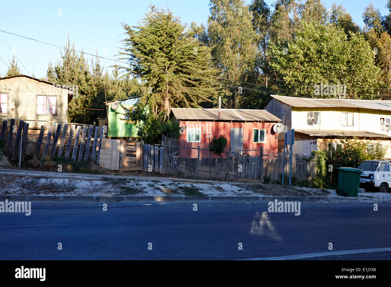 small wooden shack houses in remote rural los pellines chile Stock ...