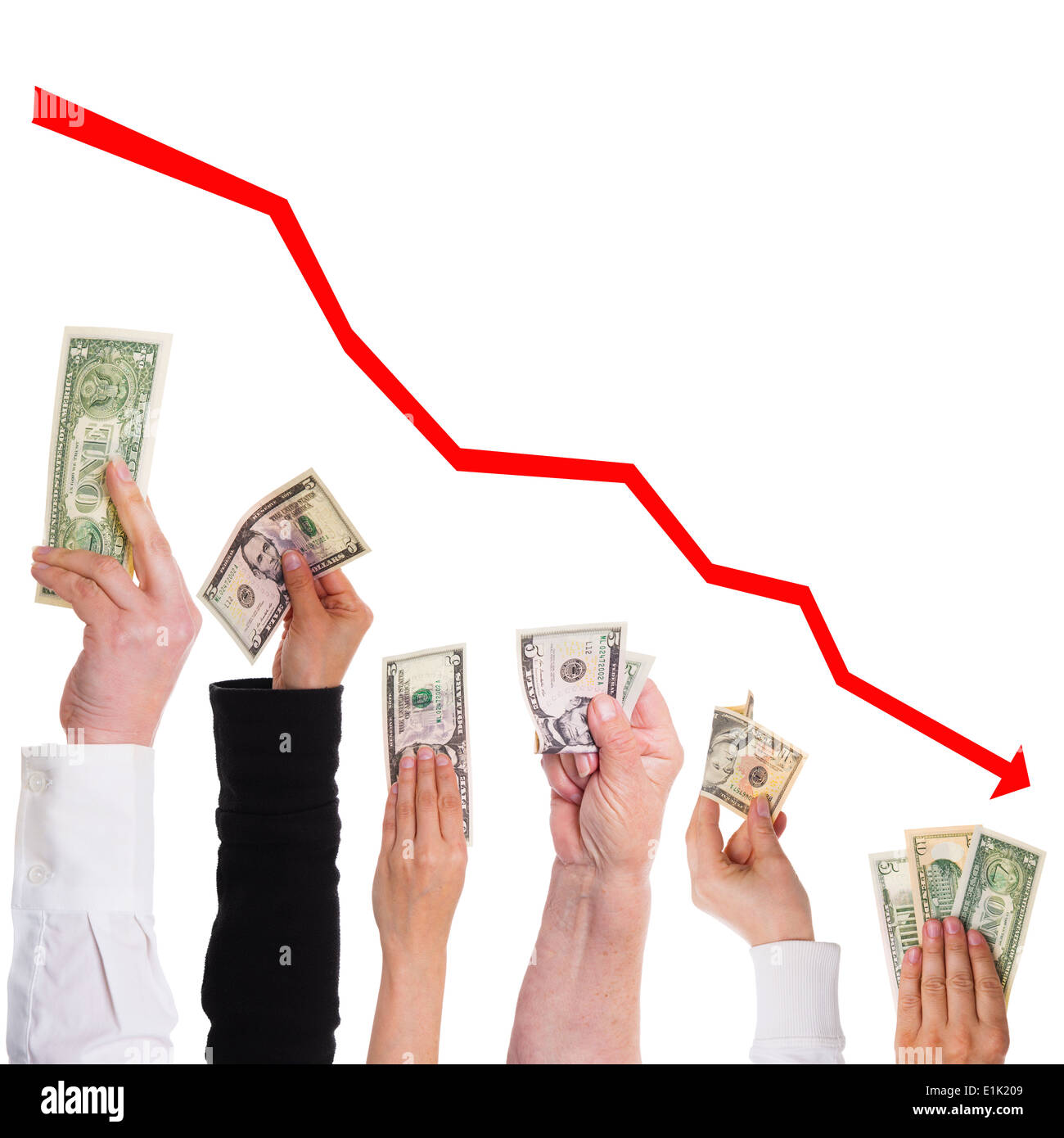 Crowd hands money hi-res stock photography and images - Alamy