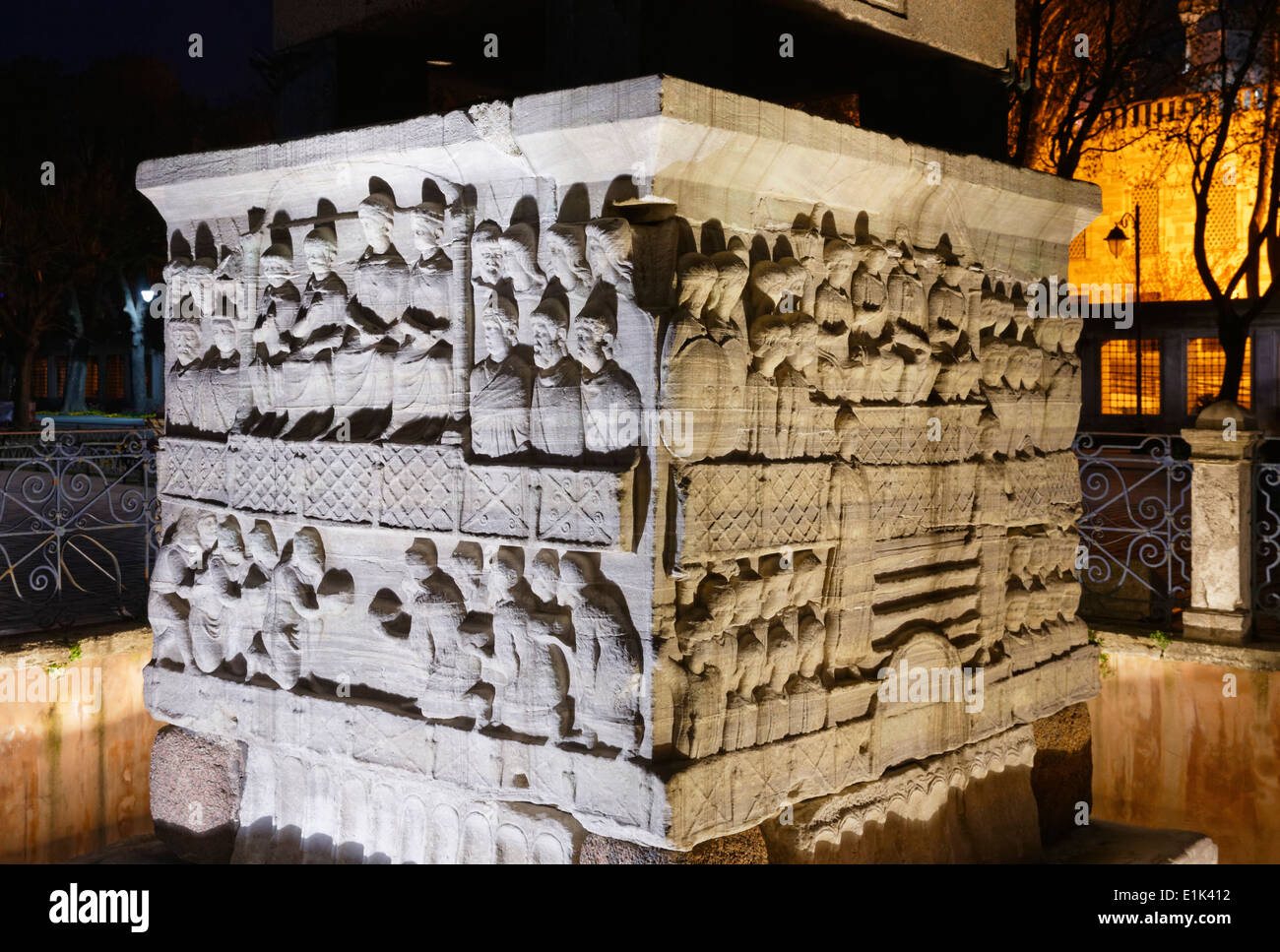 Turkey, Istanbul, At Meydani, Relief, Base of Egyptian Obelisk Stock ...